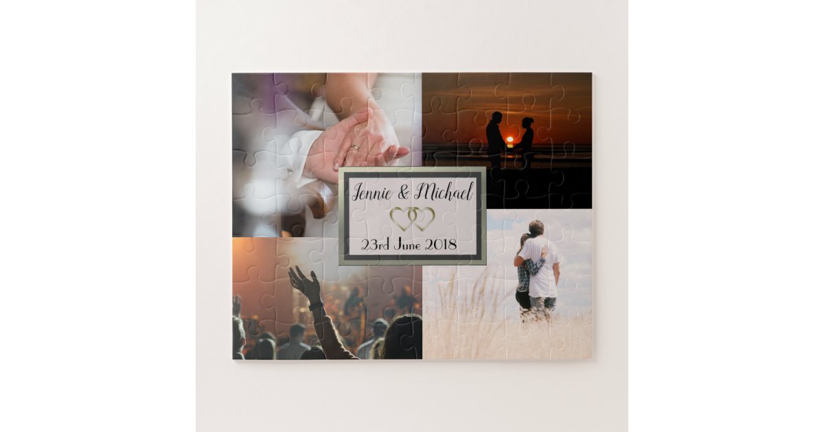 Custom Photo Collage Wedding Jigsaw Puzzle | Zazzle