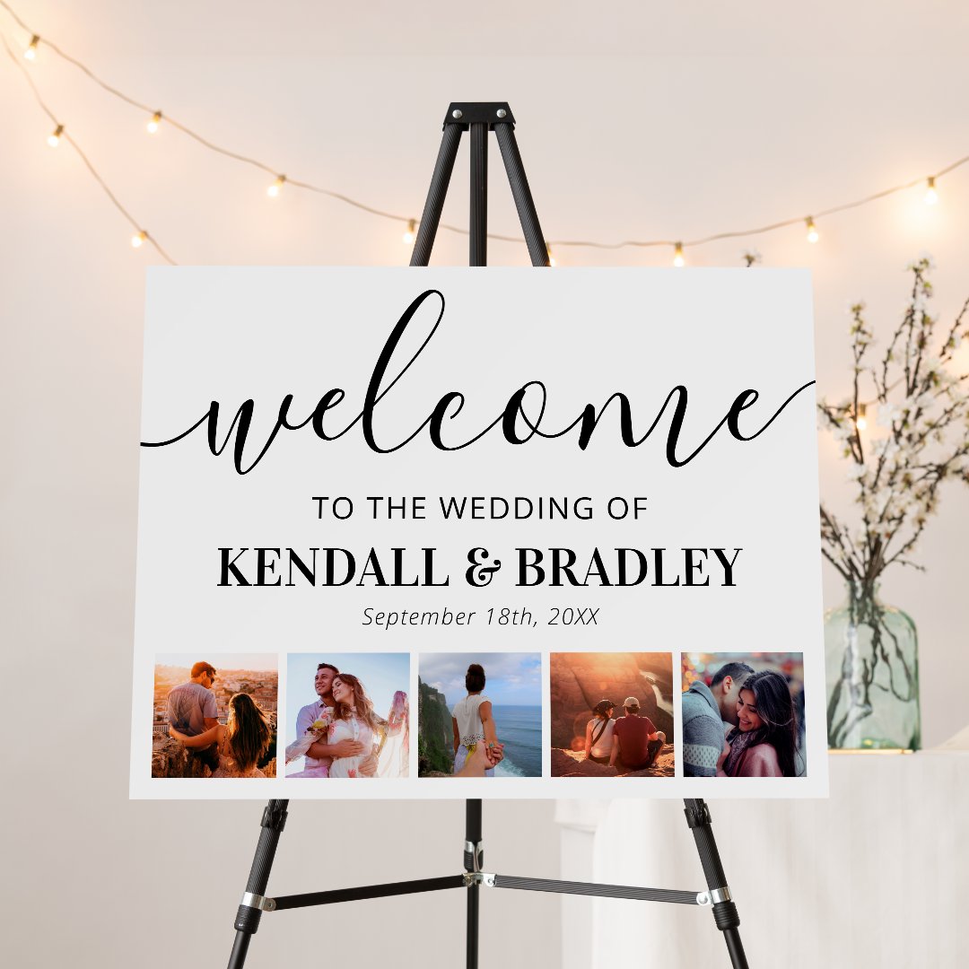 Custom Photo Collage Wedding Welcome Foam Board | Zazzle