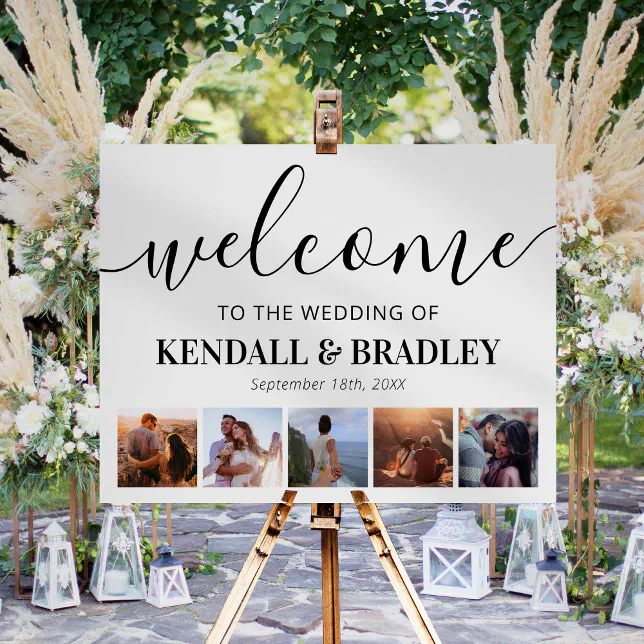 Custom Photo Collage Wedding Welcome Foam Board | Zazzle