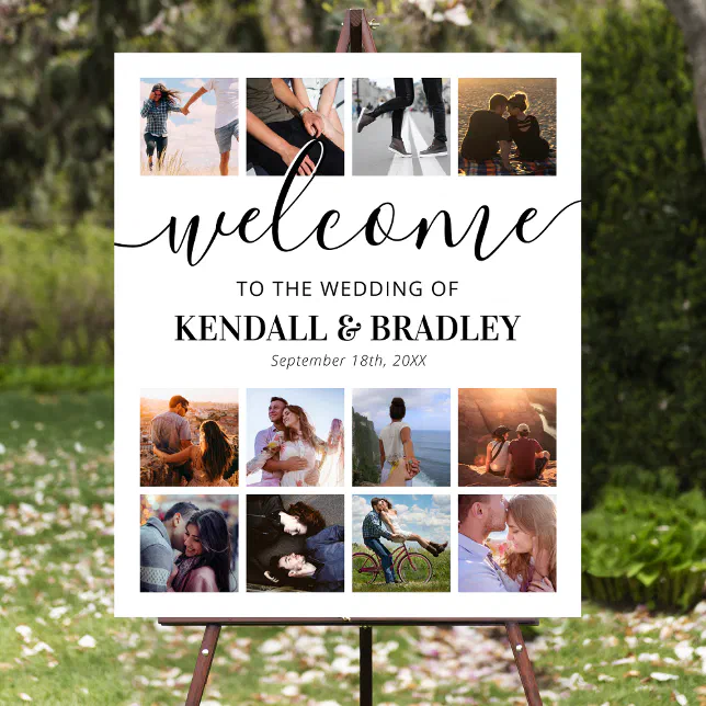 Custom Photo Collage Wedding Welcome Foam Board | Zazzle