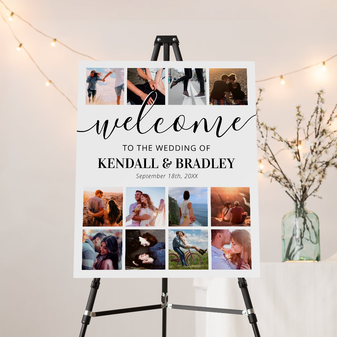 Custom Photo Collage Wedding Welcome Foam Board | Zazzle