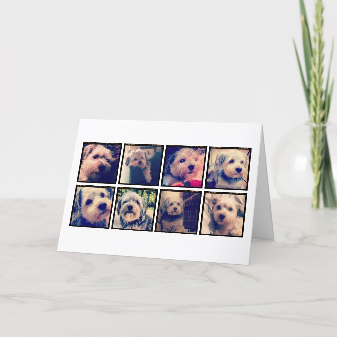 Custom Photo Collage with Square Photos Card | Zazzle