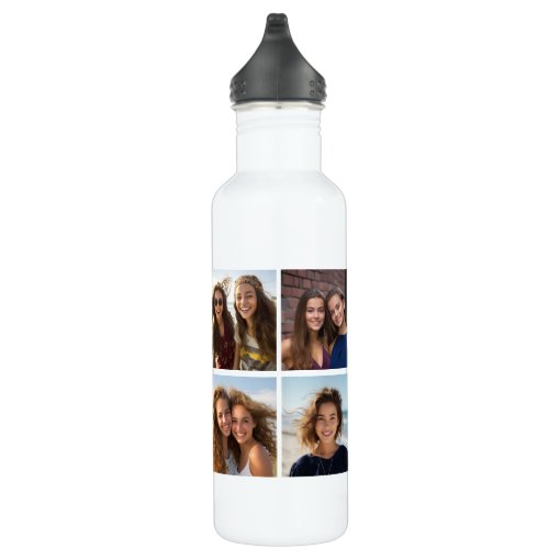 Custom Photo Collage with Square Photos Water Bottle | Zazzle