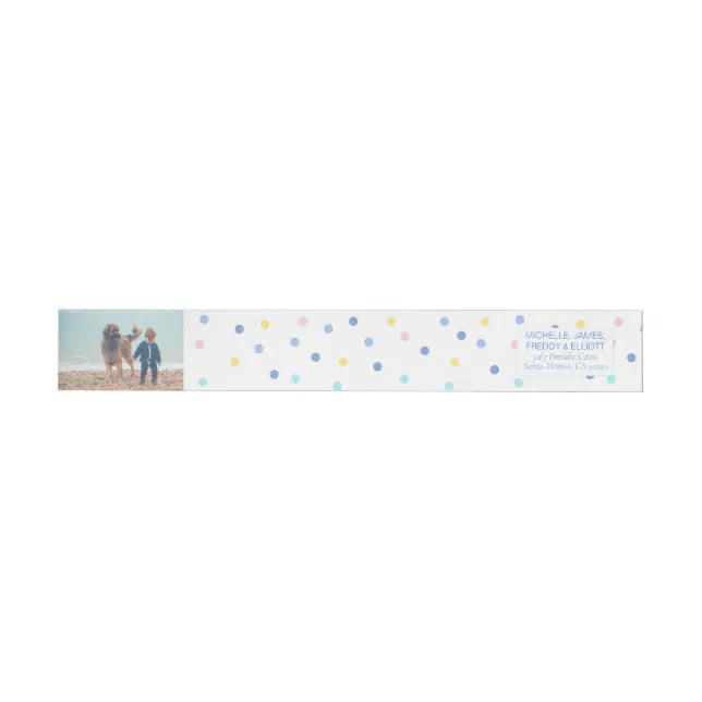 Custom Photo Colorful Confetti Wrap Around Label | Zazzle