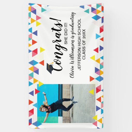 Custom Photo Colorful Congrats Graduation Party Banner | Zazzle