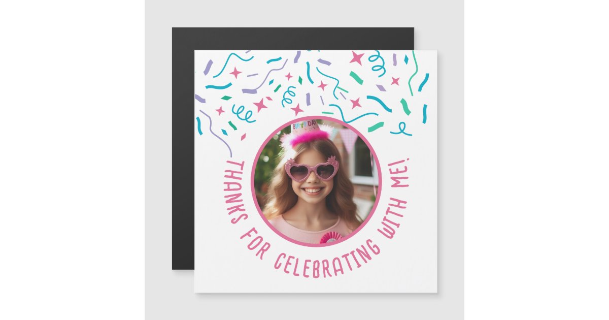 Custom Photo Confetti Birthday Party Thank You | Zazzle