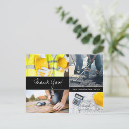 Custom Photo Construction Business Name Thank You Postcard | Zazzle