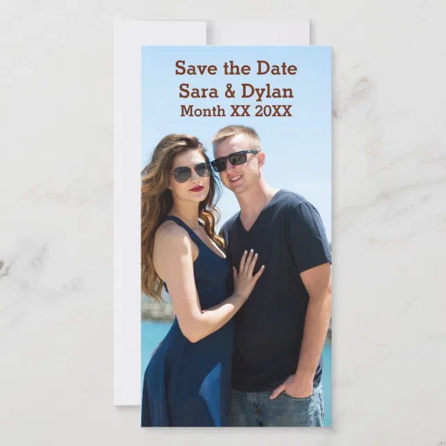 Custom Photo Couple Vertical Save The Date | Zazzle