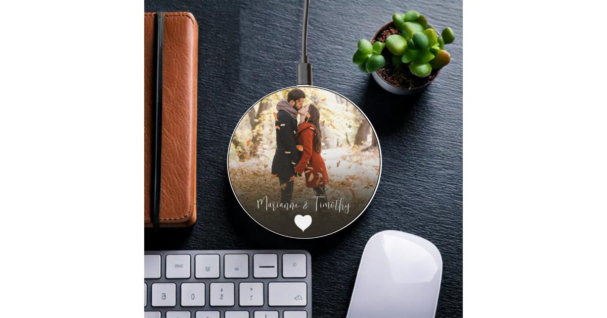 Custom Photo Cute Heart Personalized Wireless Charger | Zazzle