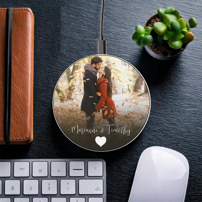 Custom Photo Cute Heart Personalized Wireless Charger | Zazzle