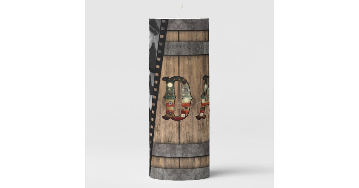 Custom Photo Dad Film Strip Cinema Lights Pillar Candle | Zazzle