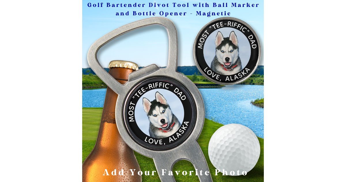 Custom Photo Dog Best Dad Ever Pet Modern Golf Divot Tool | Zazzle