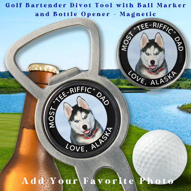 Custom Photo Dog Best Dad Ever Pet Modern Golf Divot Tool | Zazzle