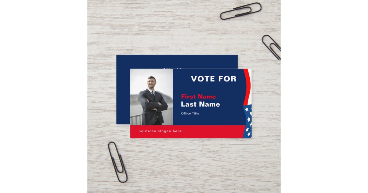Custom Photo Election Campaign Business Card | Zazzle