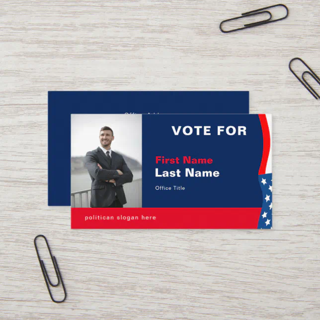 Custom Photo Election Campaign Business Card | Zazzle