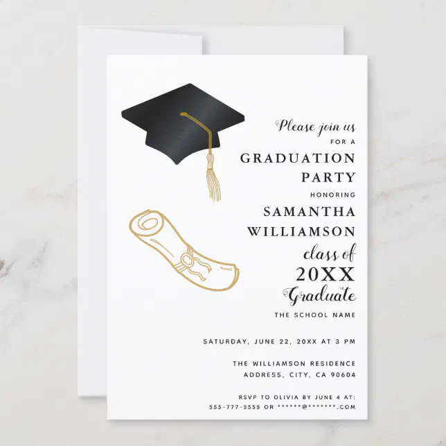 Custom Photo Elegant Modern Graduation Invitation | Zazzle