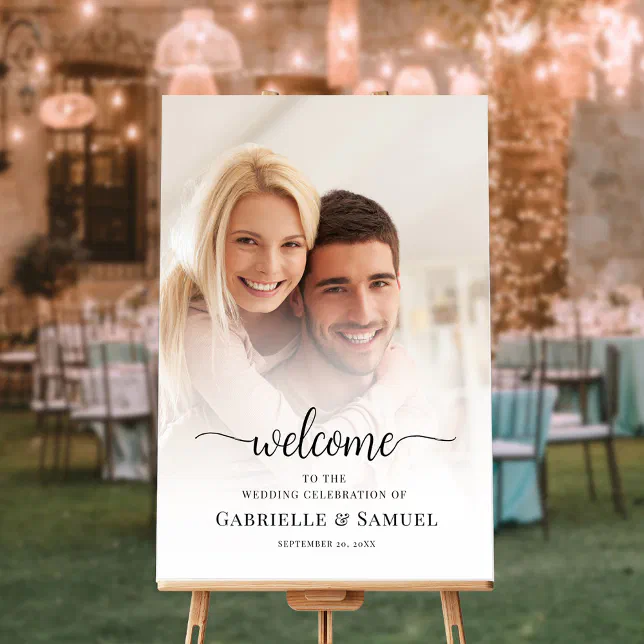Custom Photo Elegant Wedding Welcome Foam Board | Zazzle