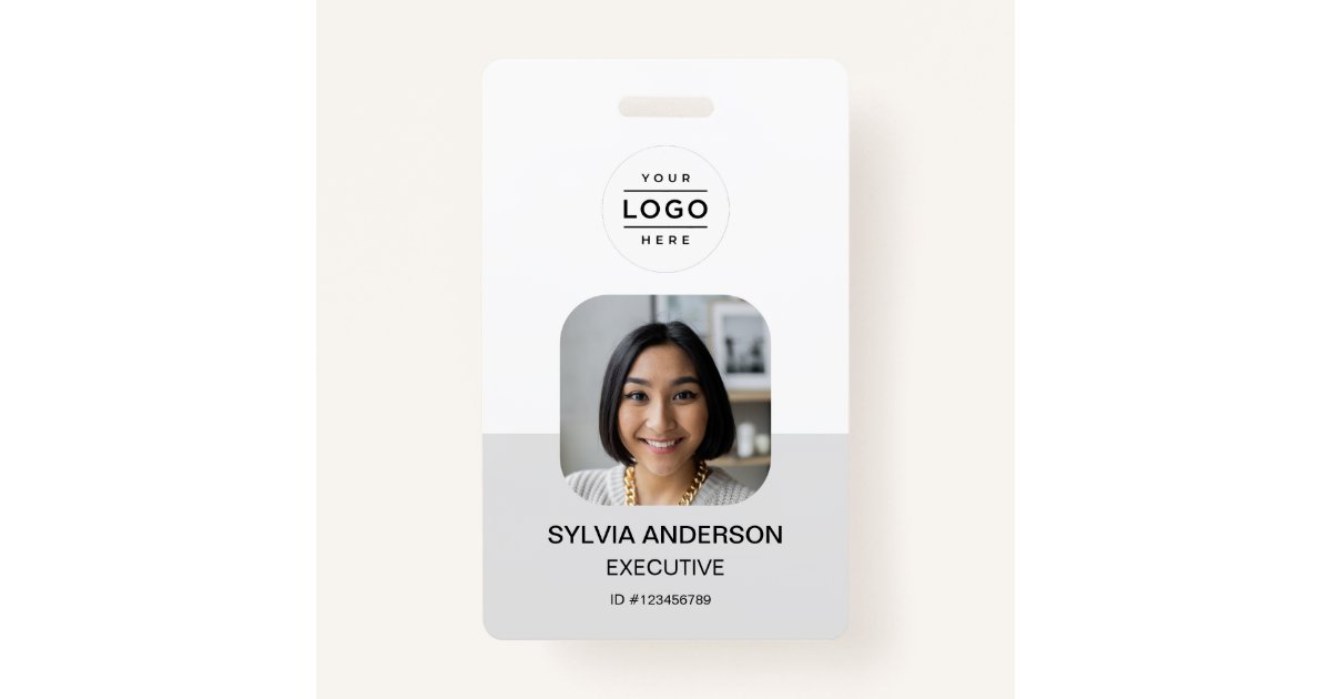 Custom Photo Employee ID Logo QR Code Badge | Zazzle