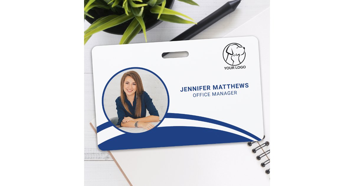 Custom Photo Employee Logo Name Corperate Badge | Zazzle