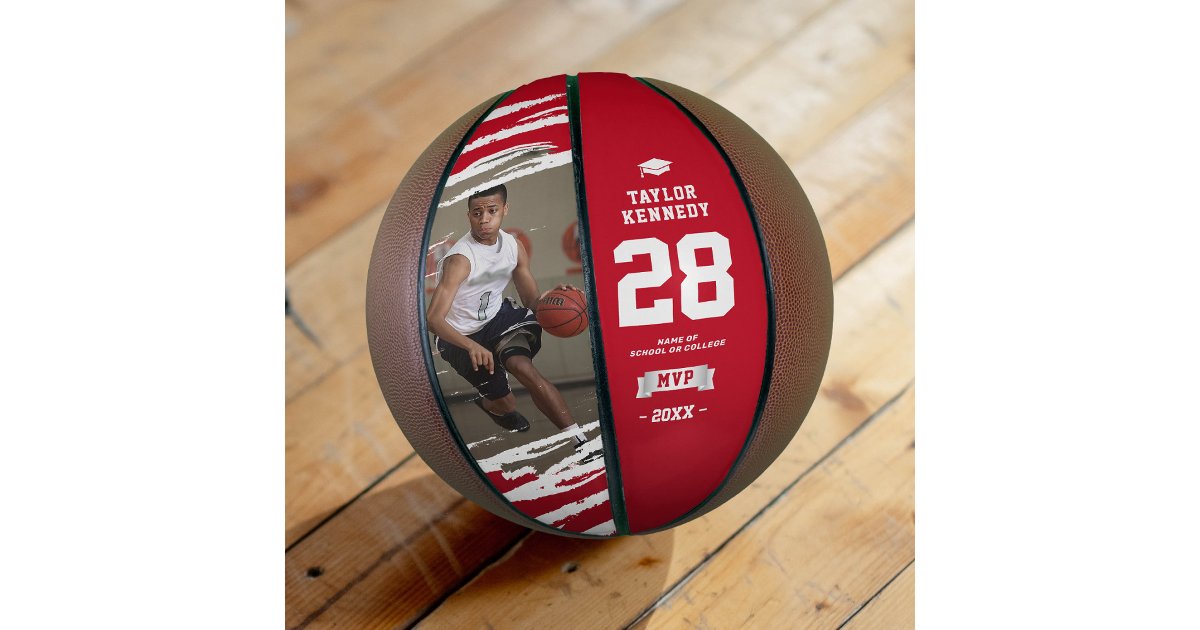 Custom Photo End of Season MVP Red Basketball | Zazzle