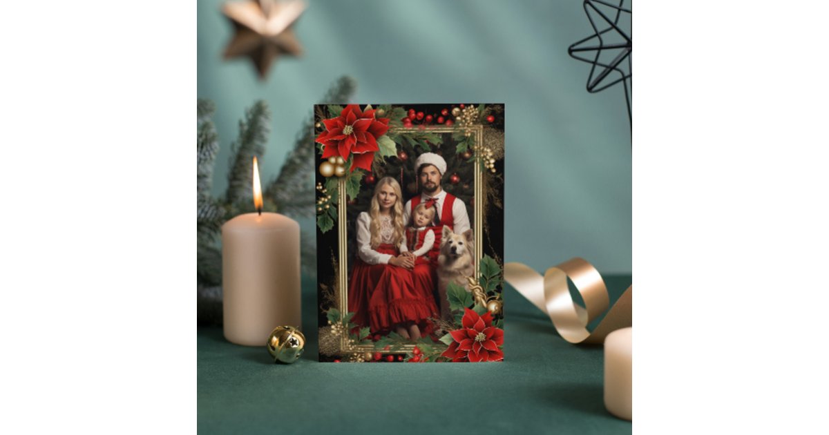 Custom Photo Family Message Template Xmas Card | Zazzle