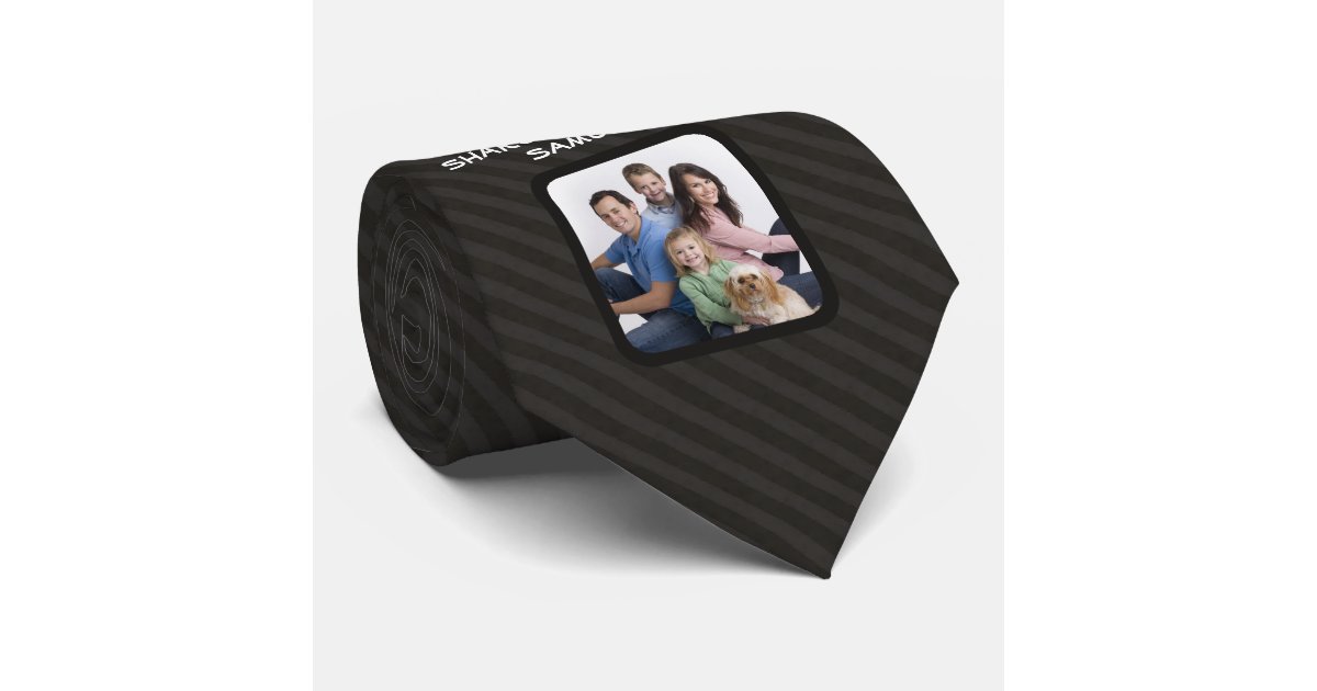 Custom Photo Fathers Day Ties, Gray Stripe Tie | Zazzle