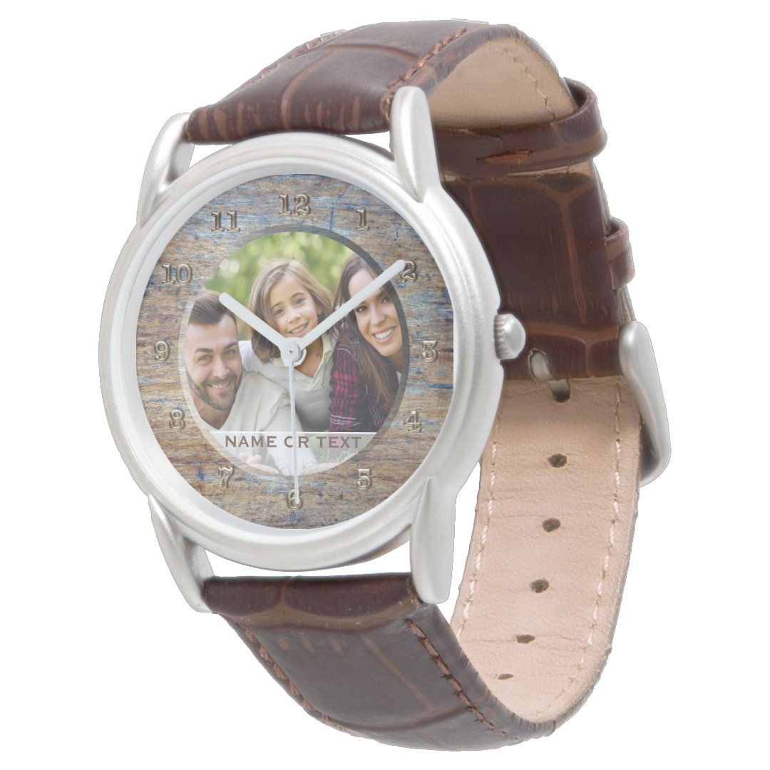 Custom Photo Fathers Day Watch for Dad Rustic | Zazzle