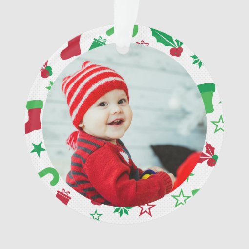 Custom Photo Frame Baby's First Christmas Holiday Ornament | Zazzle