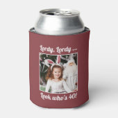 Custom Photo Fun Cool 40th Birthday Red Maroon Can Cooler | Zazzle
