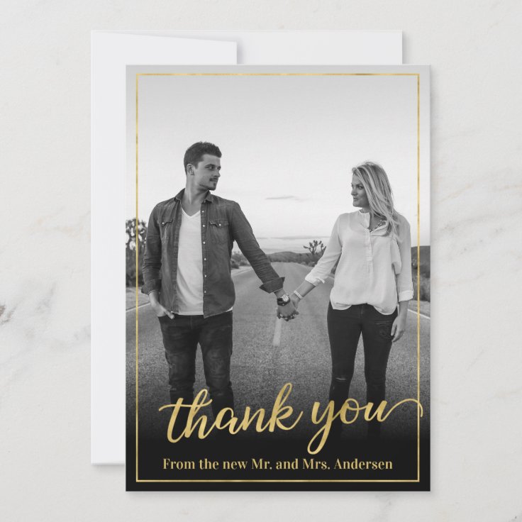 Custom Photo Gold Frame Thank You | Zazzle