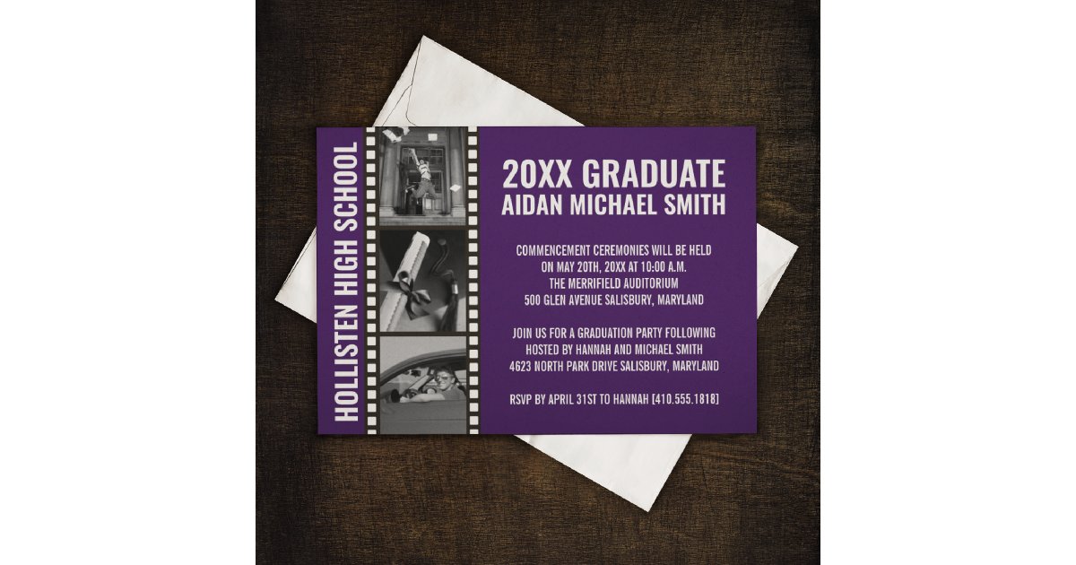 Custom Photo Graduation Announcements [Purple] | Zazzle