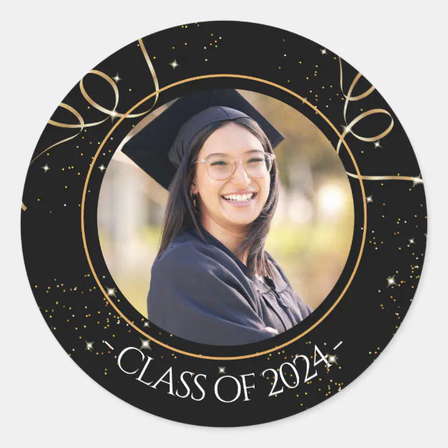 Custom Photo Graduation Classic Round Sticker | Zazzle