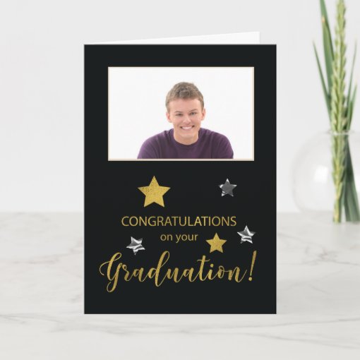 Custom Photo Graduation Congratulations Gold Silve Card | Zazzle