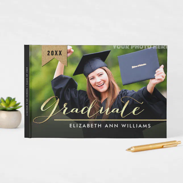 Custom Photo Graduation Guest Book | Zazzle