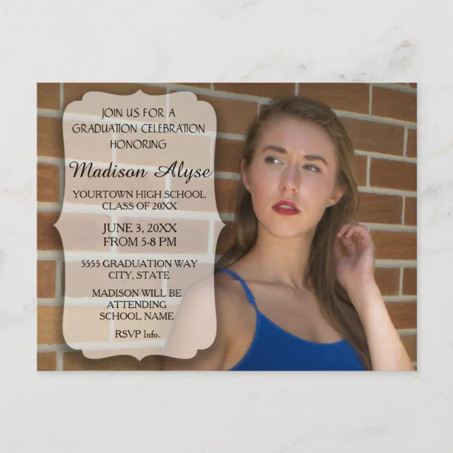 Custom Photo Graduation Party Invitation Postcard | Zazzle