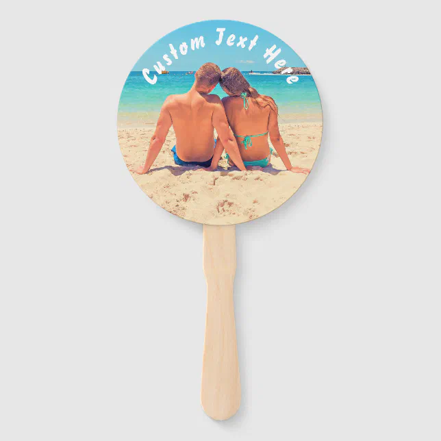 Custom Photo Hand Fan Your Favorite Photo and Text | Zazzle