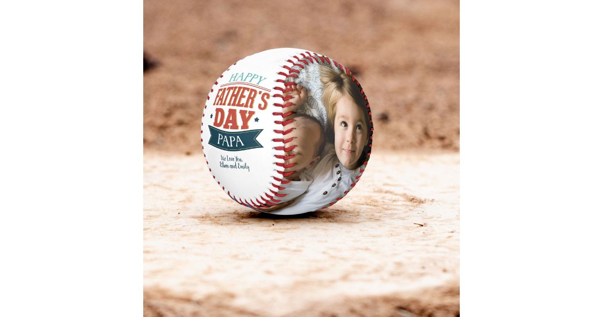Custom Photo Happy Father's Day Papa Baseball | Zazzle