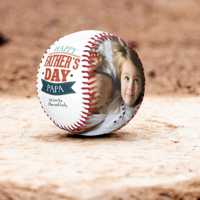 Custom Photo Happy Father's Day Papa Baseball | Zazzle
