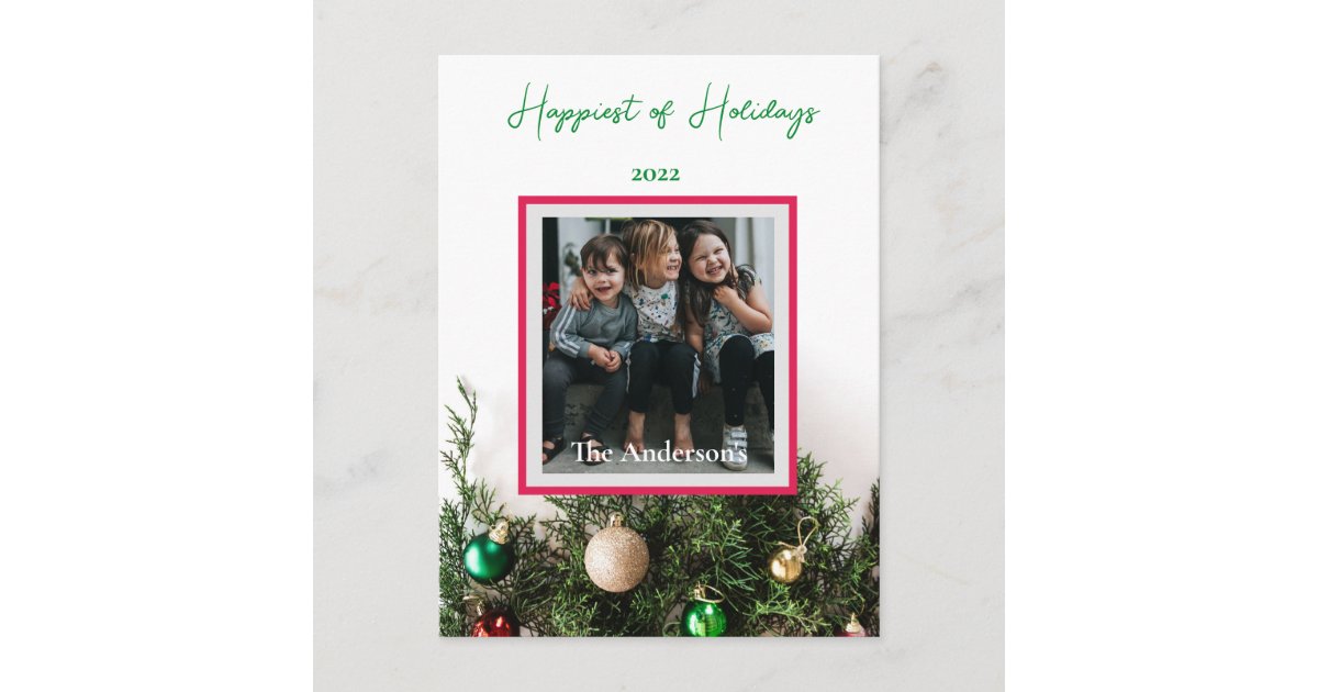 Custom Photo Holidays Ornaments Pine Postcard | Zazzle