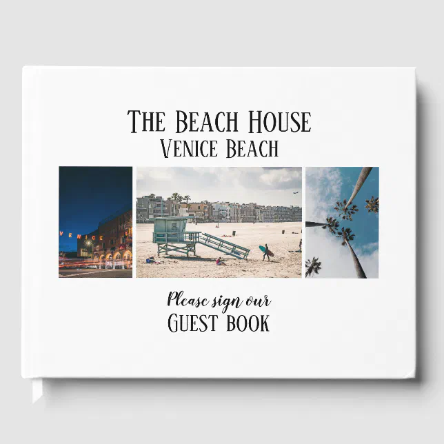 Custom Photo Hotel Vacation House Guest Book | Zazzle