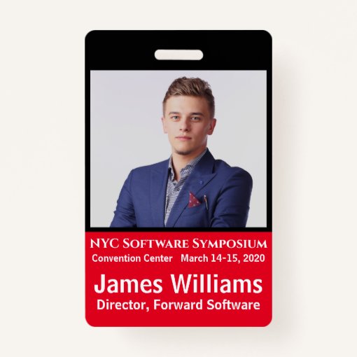 Custom photo ID Event Vertical Badge | Zazzle