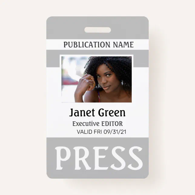 Custom Photo ID Journalist Press Pass Badge | Zazzle