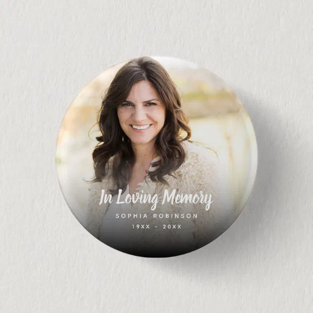 Custom Photo In Loving Memory Funeral Button | Zazzle