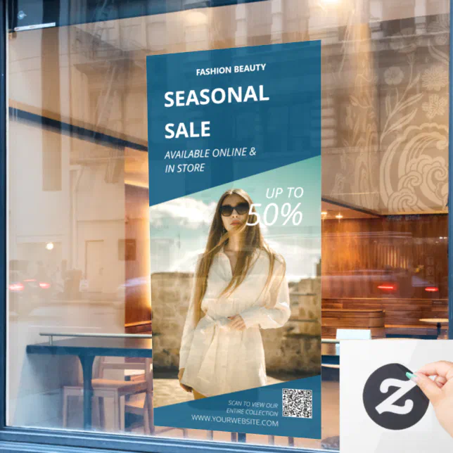custom Photo In Store Ads Business Promo Sale Wind Window Cling | Zazzle