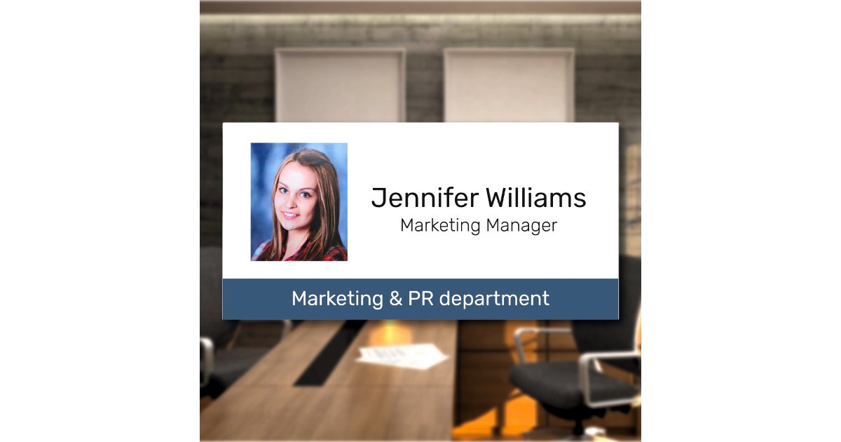 Custom Photo Job Title Employee Name Tag | Zazzle