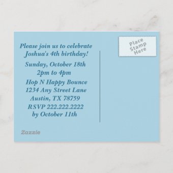 Custom Photo Kids Birthday Party Boy Blue Invitation Postcard | Zazzle