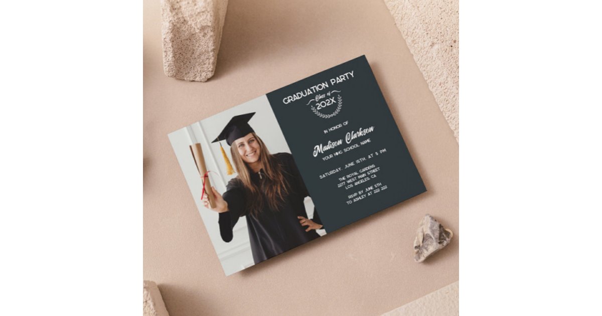 Custom Photo Laurel Graduation Invitation | Zazzle