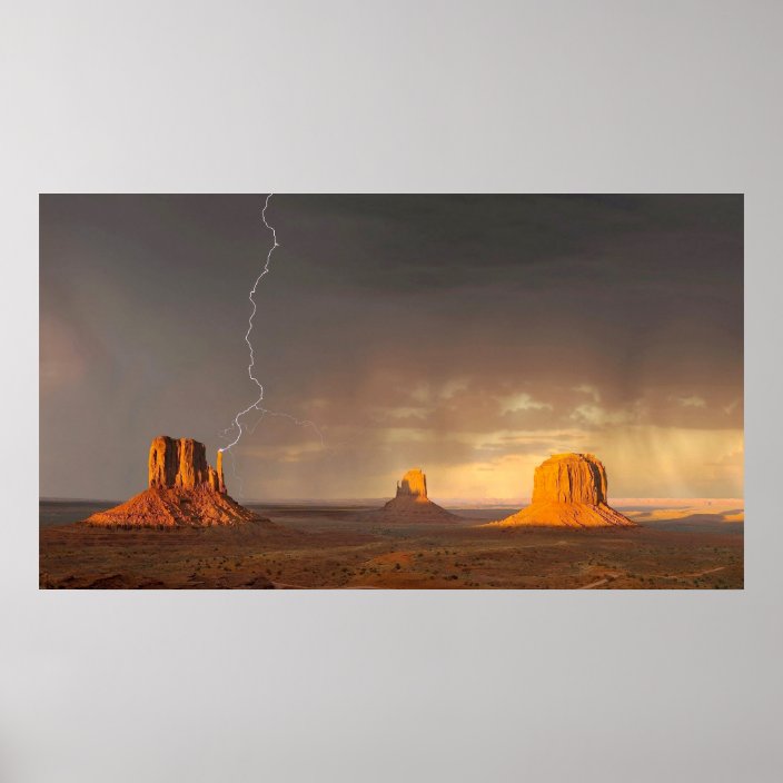 Custom photo, lightning strike in Monument Valley, Poster | Zazzle.com