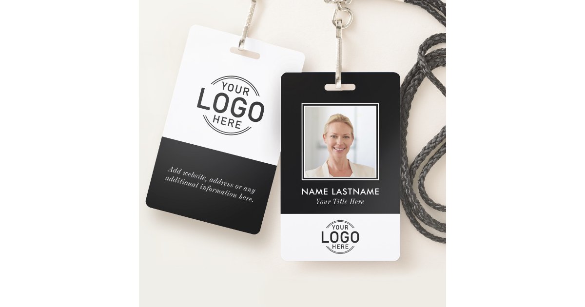 Custom Photo Logo Modern Stylish Black White Badge | Zazzle