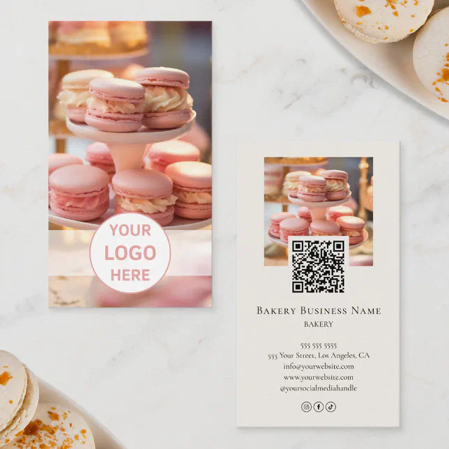 Custom Photo Logo QR Code Bakery Business Card | Zazzle